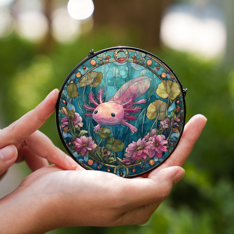 Axolotl Stained Glass Window Suncatcher | Cute Aquatic Creature Decor ...