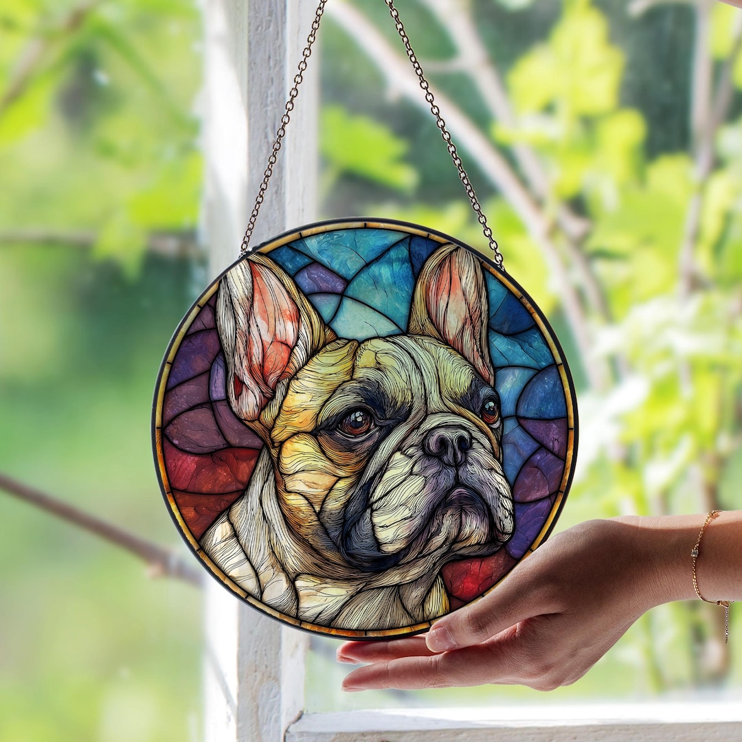 French Bulldog Stained Glass Window Suncatcher | Cute Dog Lover Gift ...