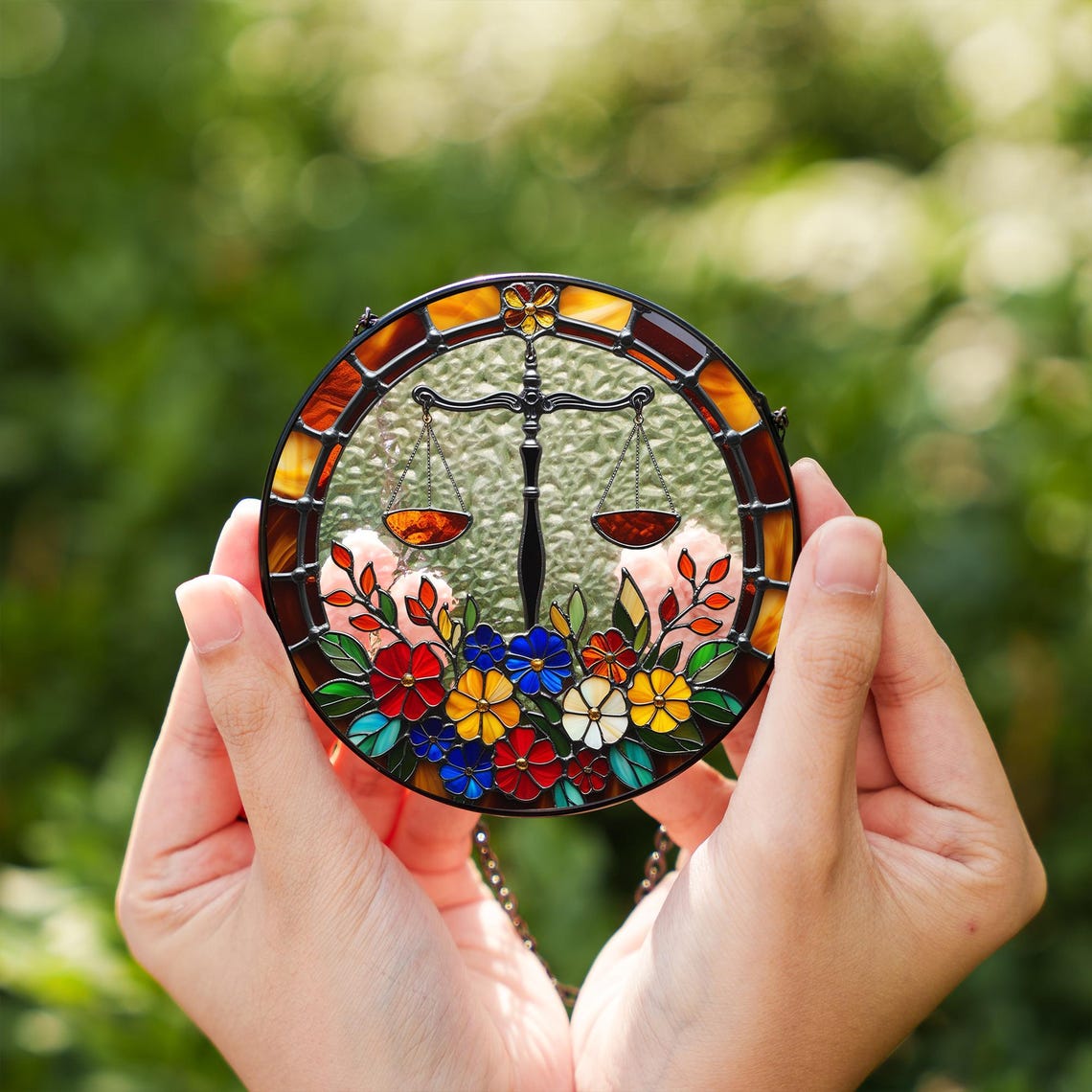 Scales of Justice Stained Glass Window Suncatcher – Legal Balance Glass ...