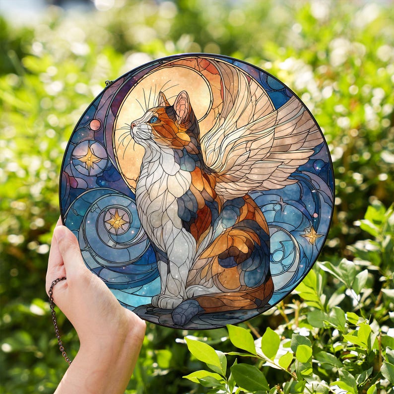 Calico Cat Memorial Stained Glass Window Suncatcher – Personalized Pet ...