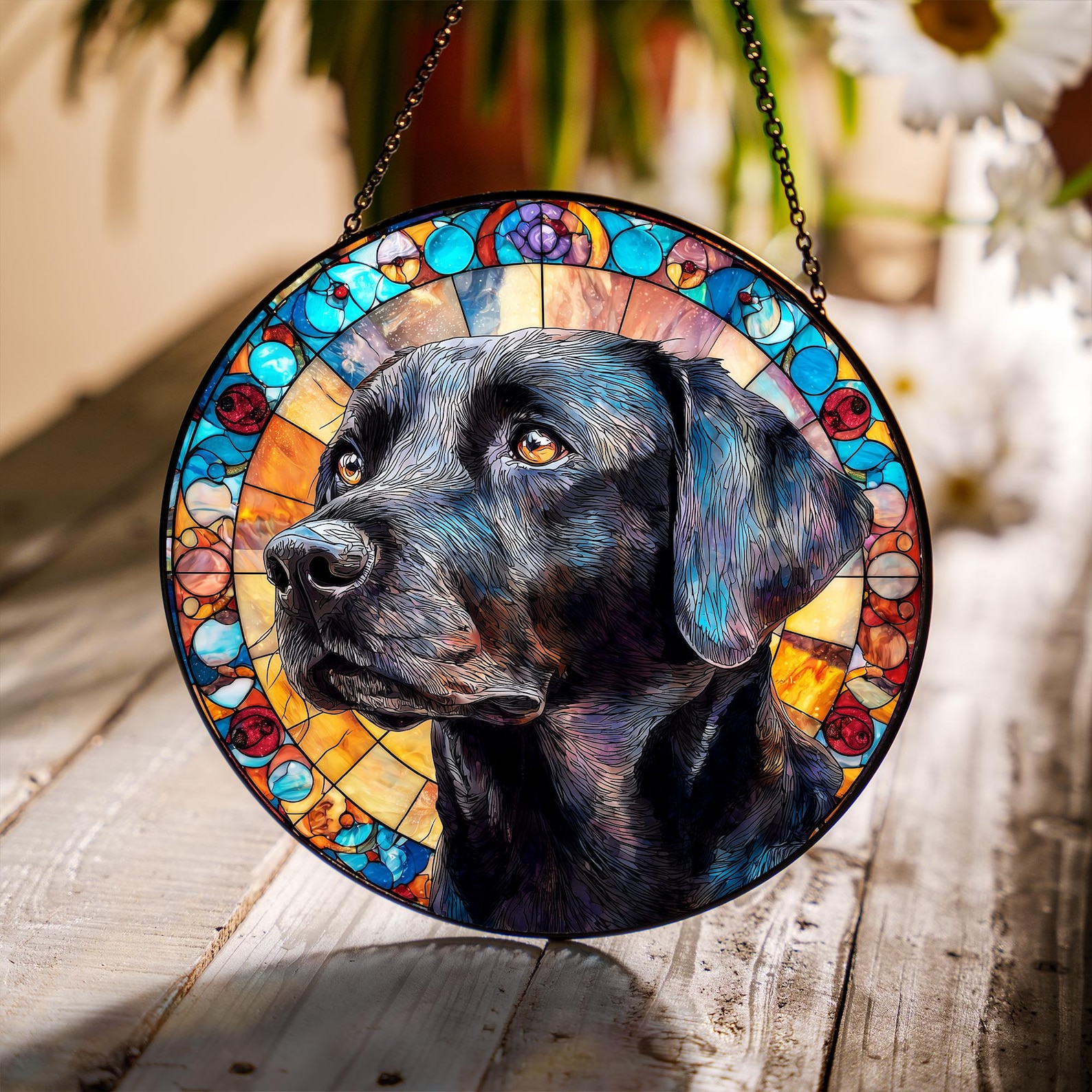 Black Labrador Stained Glass Window Suncatcher | Dog Lover Gift | Pet ...