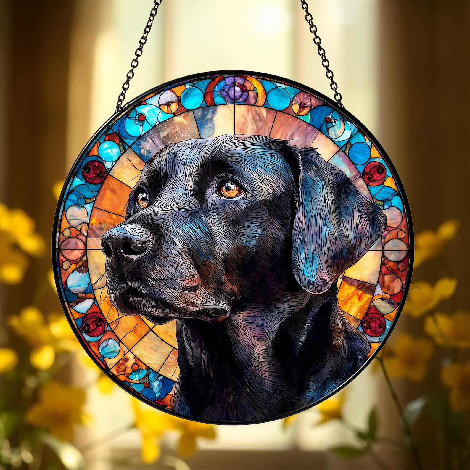 Black Labrador Stained Glass Window Suncatcher | Dog Lover Gift | Pet ...