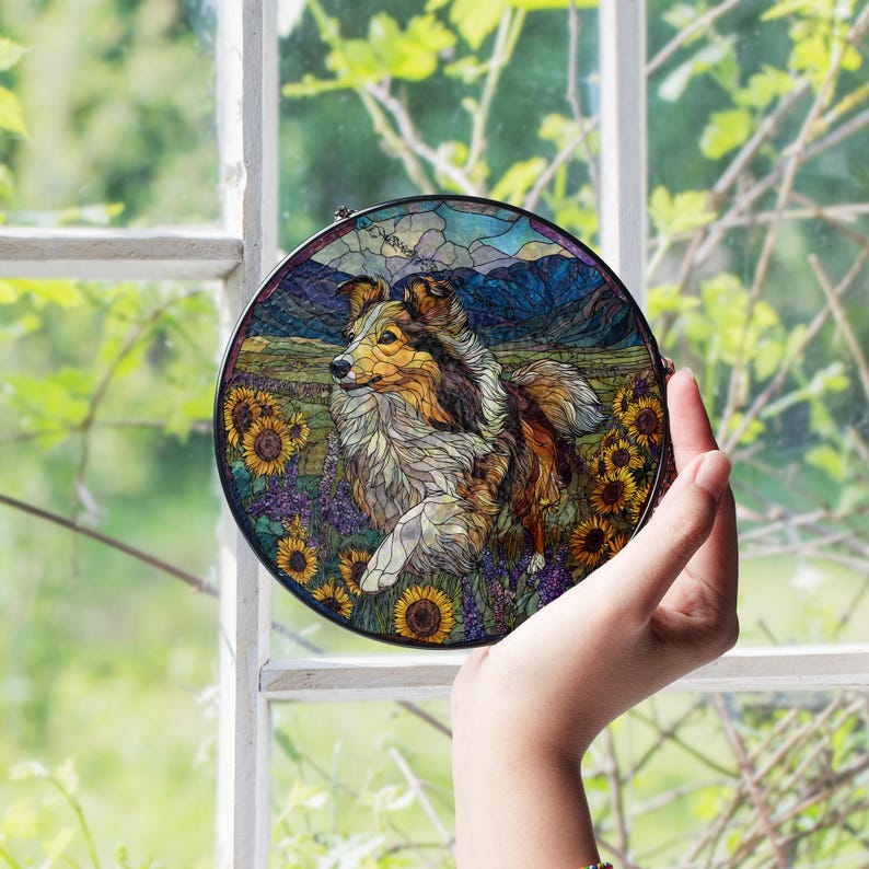 Sheltie Stained Glass Window Suncatcher – Beautiful Dog Art Panel ...
