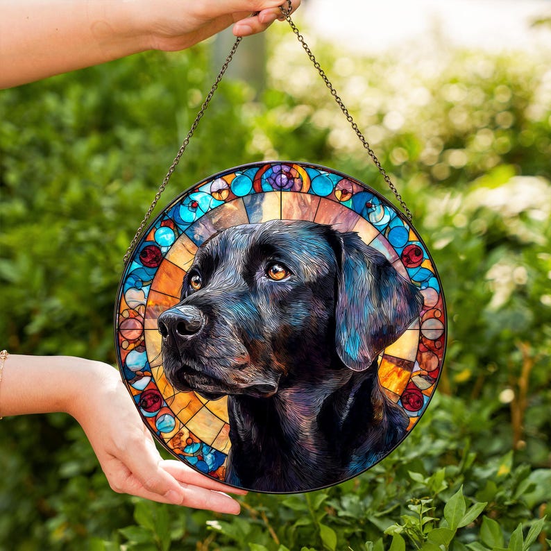Black Labrador Stained Glass Window Suncatcher | Dog Lover Gift | Pet ...
