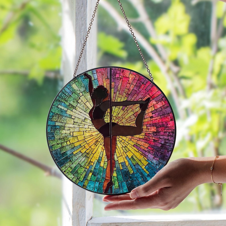 Pole Dance Stained Glass Window Suncatcher – Unique Dancer Glass Sun ...