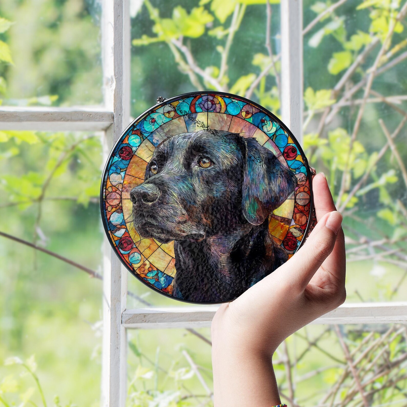 Black Labrador Stained Glass Window Suncatcher | Dog Lover Gift | Pet ...