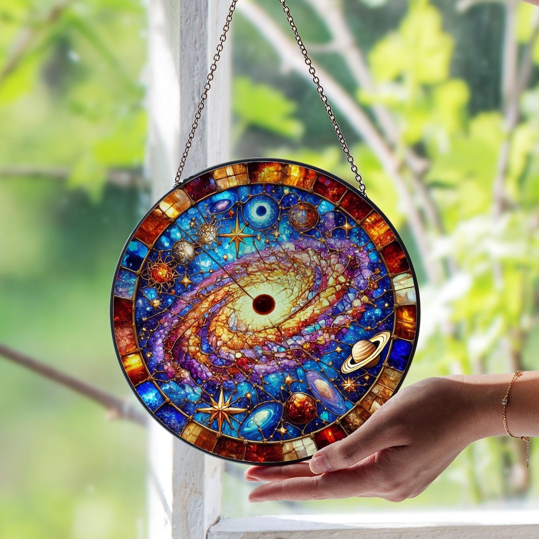 Space Milky Way Stained Glass Suncatcher – Cosmic Glass Art Decor ...