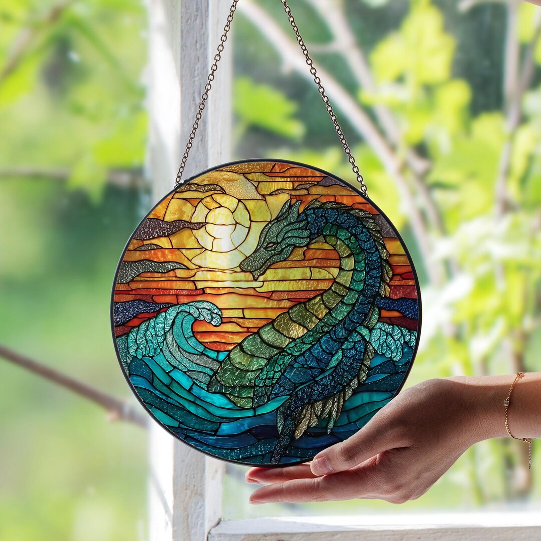 Loch Ness Monster Stained Glass Window Suncatcher – Mythical Creature ...