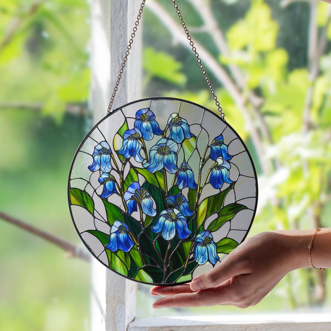 Bluebonnet Flower Stained Glass Suncatcher | Texas Bluebonnet Floral ...