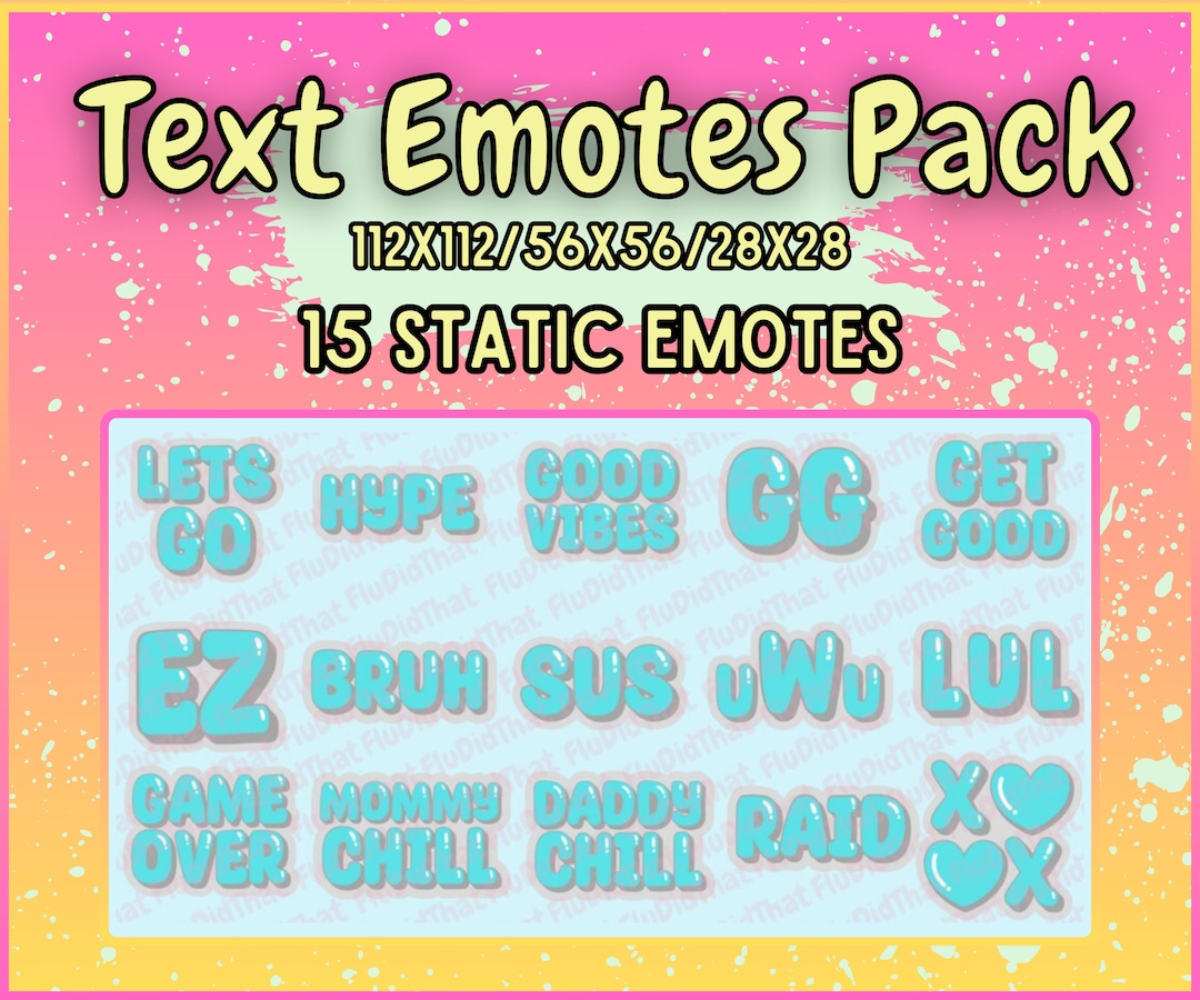 30x Text Emotes Pack//twitch, Discord, Kick// Animated Turquoise ...