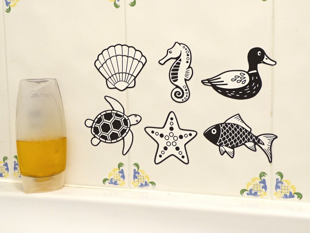 Baby Sensory Bath Time Stickers, Black and White Baby Sensory, Baby ...