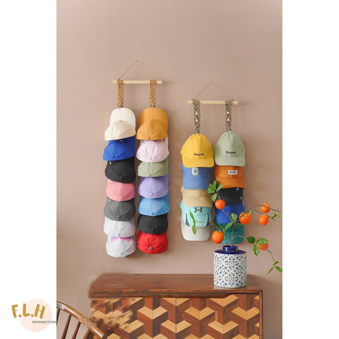 Macrame Wall Mount Cap Rack Hat Display Wall Hanging Cap - Etsy