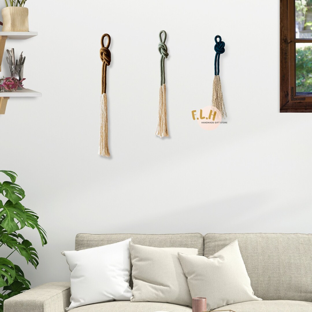 Macrame Modern Wrapped Knot Wall Hanging, Rope Wall Art, Knot Tassel ...