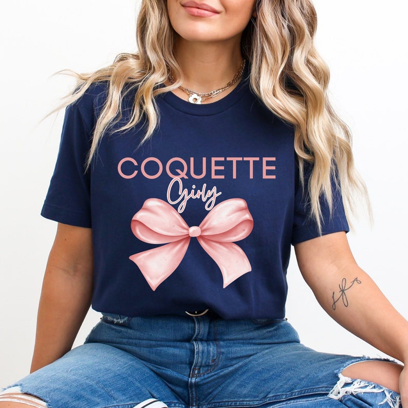 Coquette Shirt, Pink Bow Shirt, Valentines Coquette Gift, Trendy ...