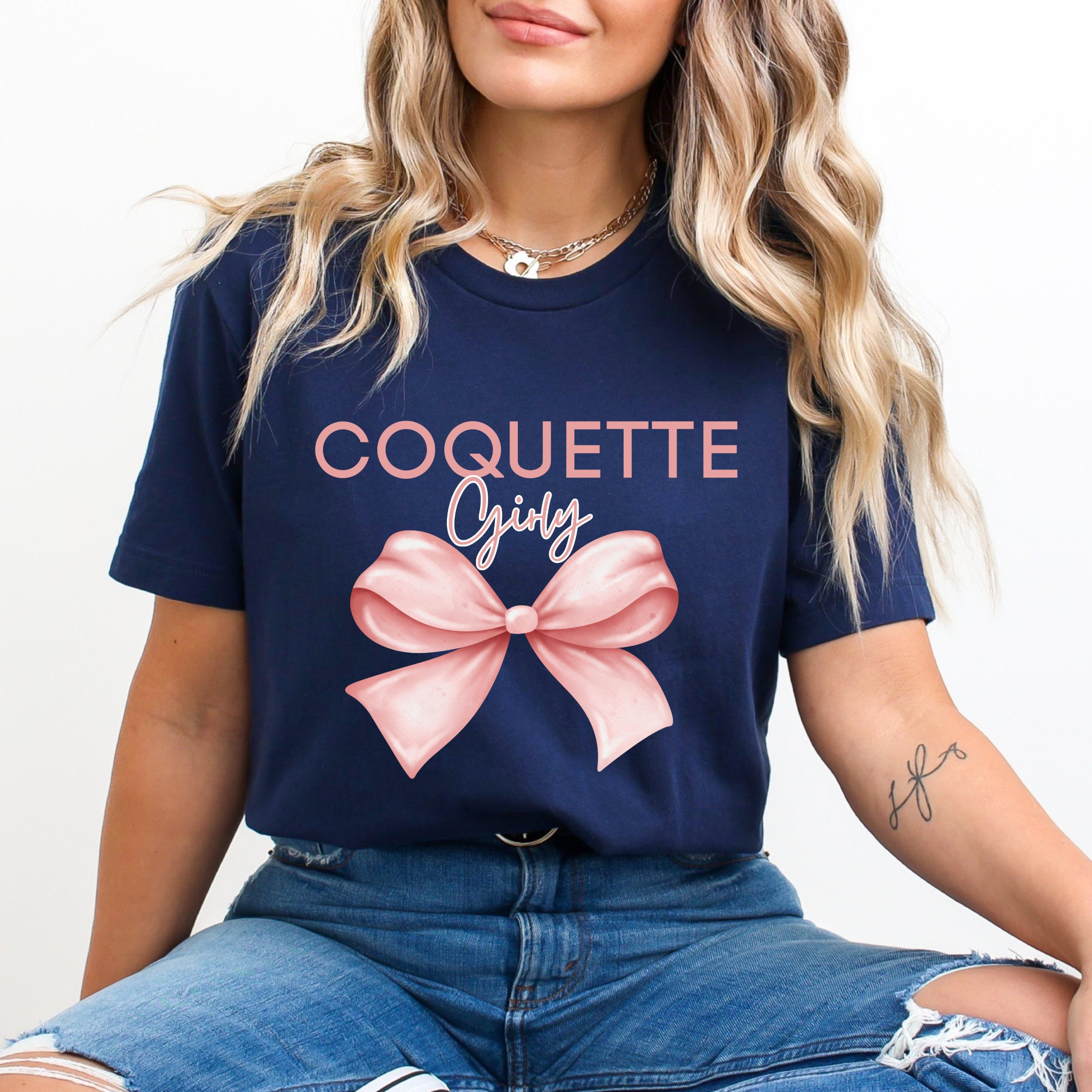 Coquette Shirt, Pink Bow Shirt, Valentines Coquette Gift, Trendy ...