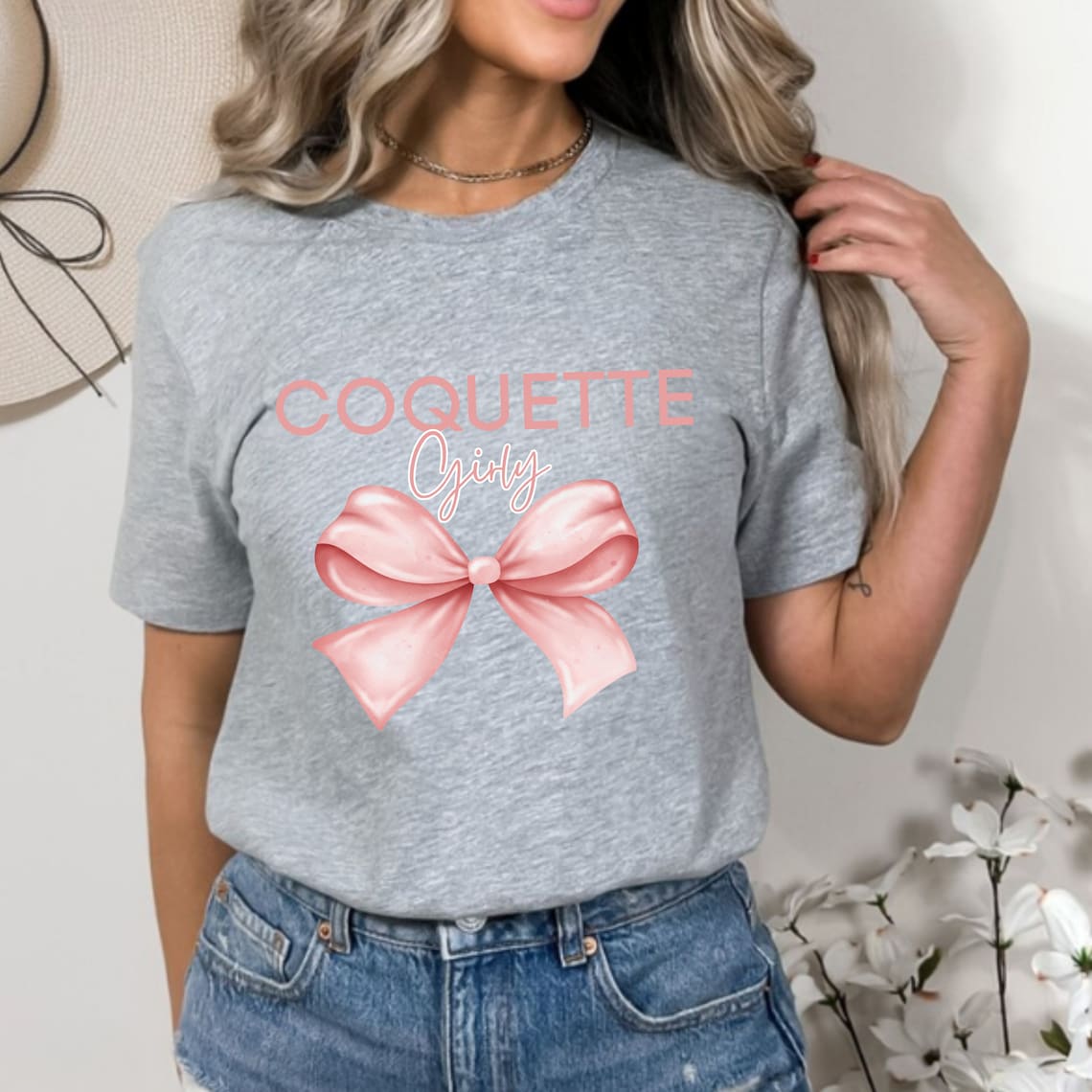 Coquette Shirt, Pink Bow Shirt, Valentines Coquette Gift, Trendy ...