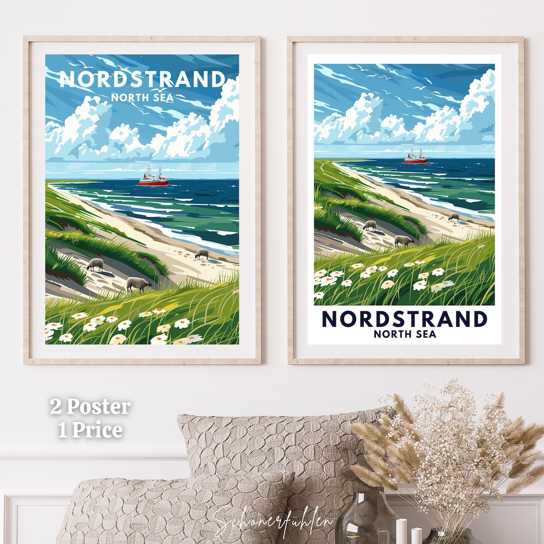 Nordstrand | North Frisia | Beach | Coast | North Sea | Travel Poster ...