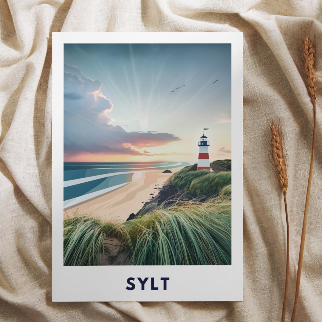 Sylt Poster Germany | Lister Lighthouse Ellenbogen Print | North Sea ...