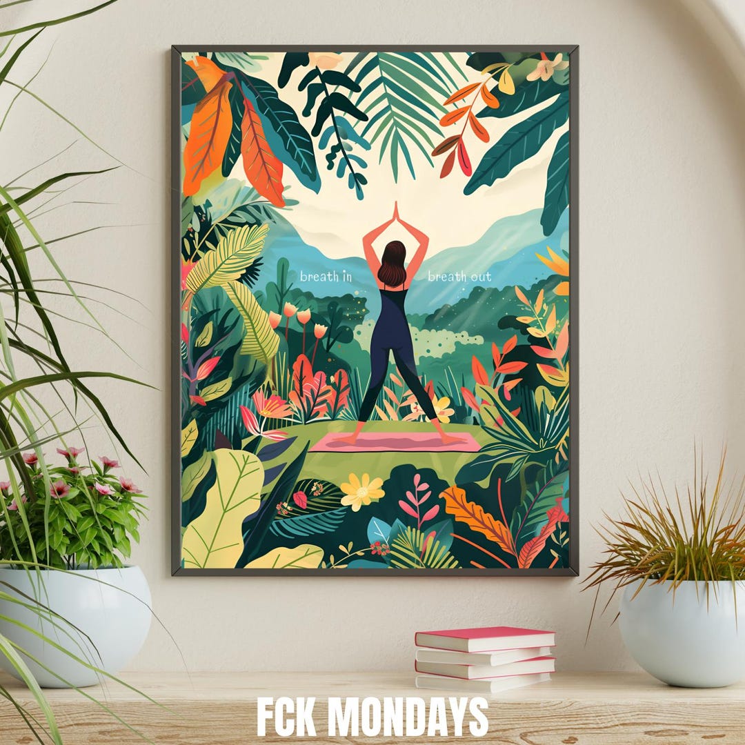 Yoga Meditation Poster | Mindfulness Decor | Yoga Pose Wall Decor ...