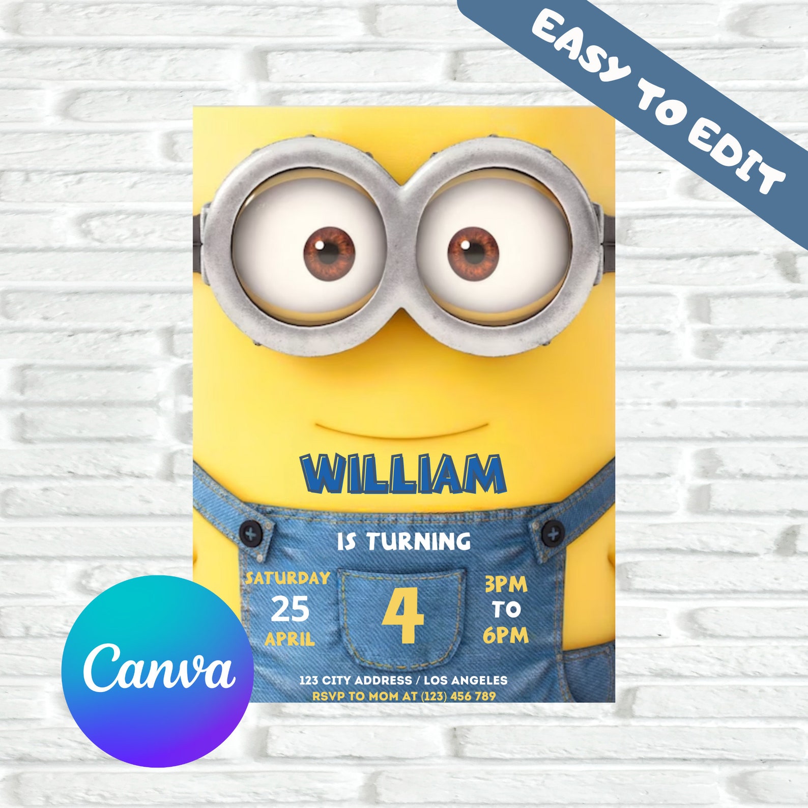 Minion Birthday Invitation Template, Minion Invitation, Minion Invite ...
