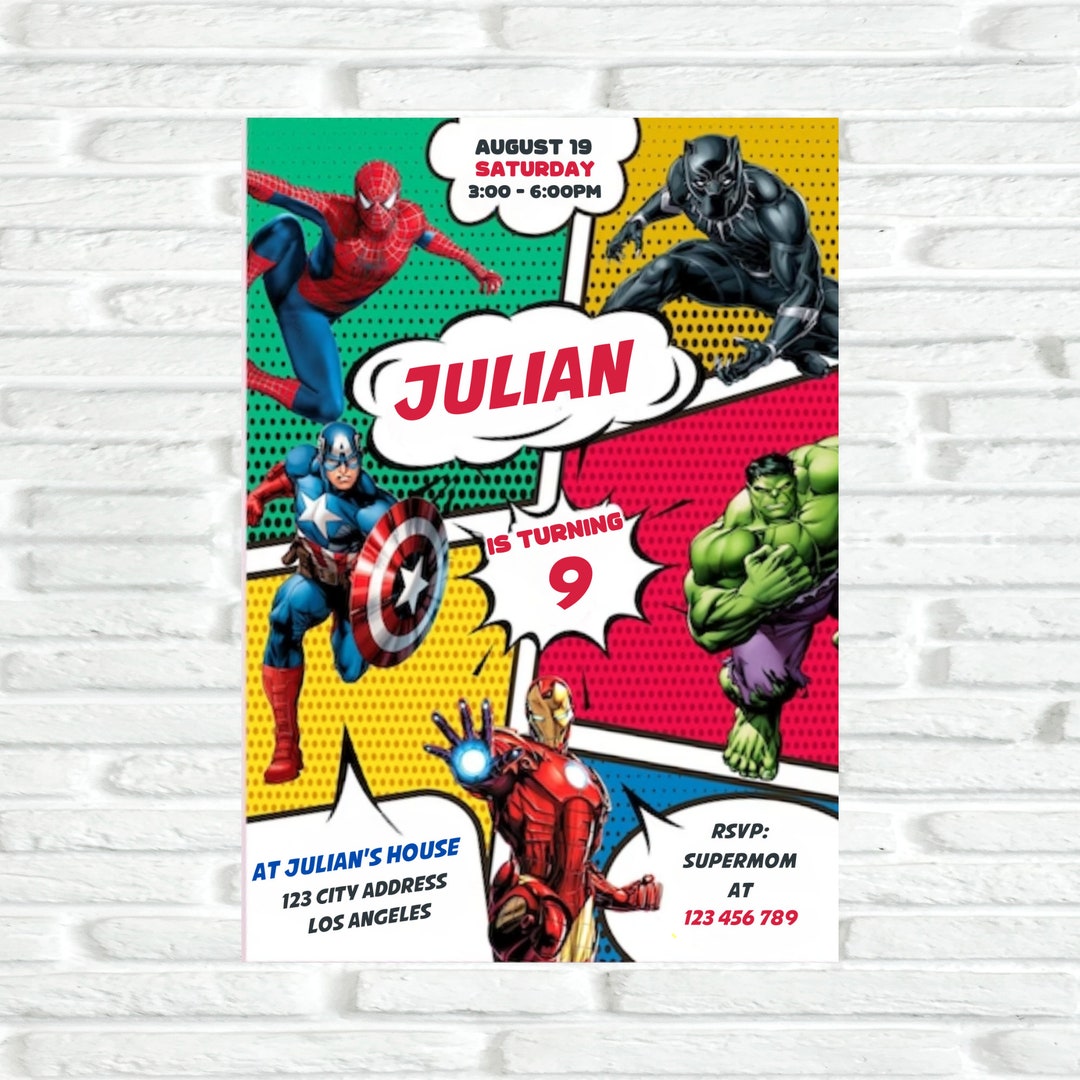 Superhero Birthday Invitation Superhero Birthday Invite Printable ...
