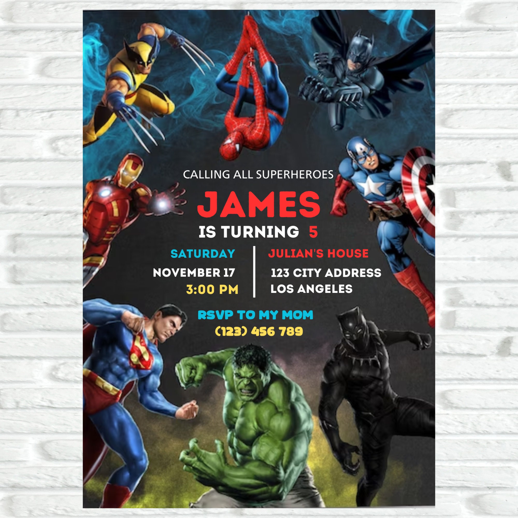 Avengers Birthday Invitation Boy Editable Template Calling All ...