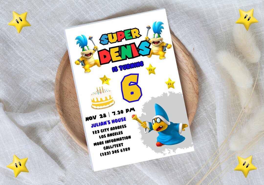 Plantilla de invitación de Super Mario - Etsy España