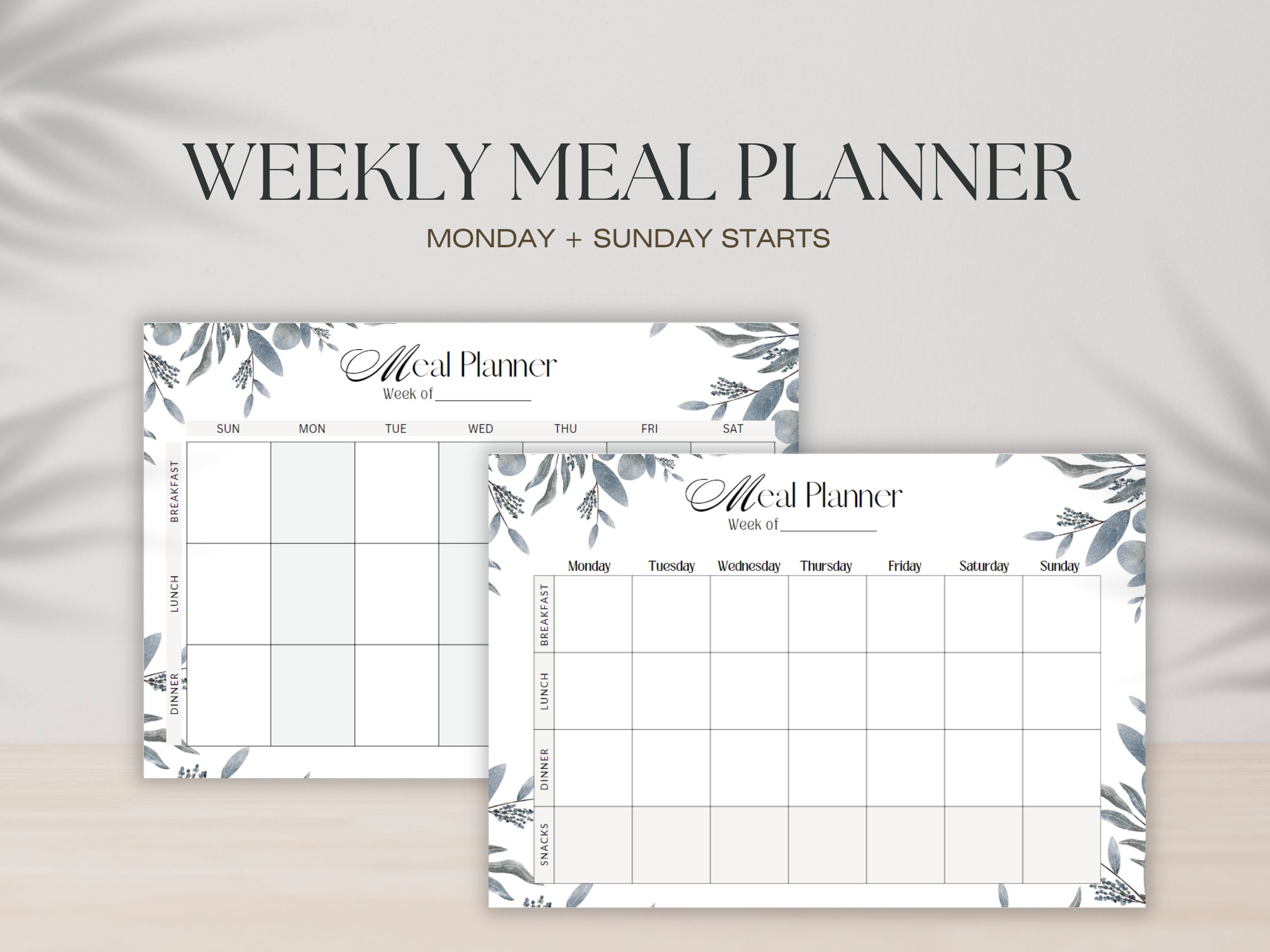 Printable Weekly Meal Planner Landscape, Food Diary, Meal Tracker, Food ...