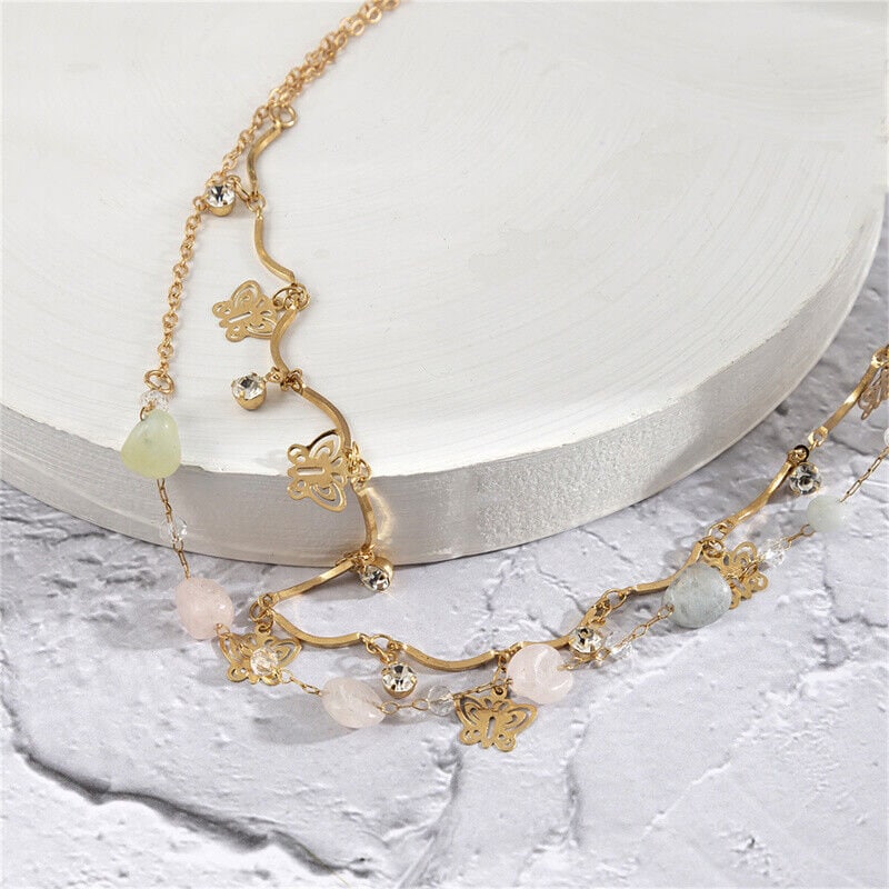 Layered Butterfly Belly Chain Bead Waist Chain Layered Belly - Etsy