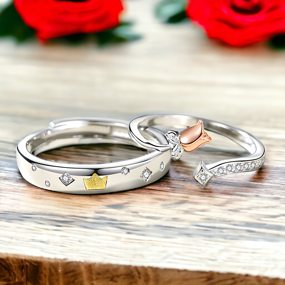 Little Prince Rose Flower Couples Rings Matching Ring - Etsy