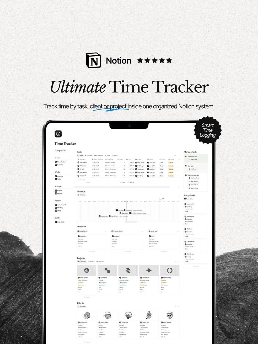 Notion Time Tracker Template: Track Projects, Clients & Billable Hours ...