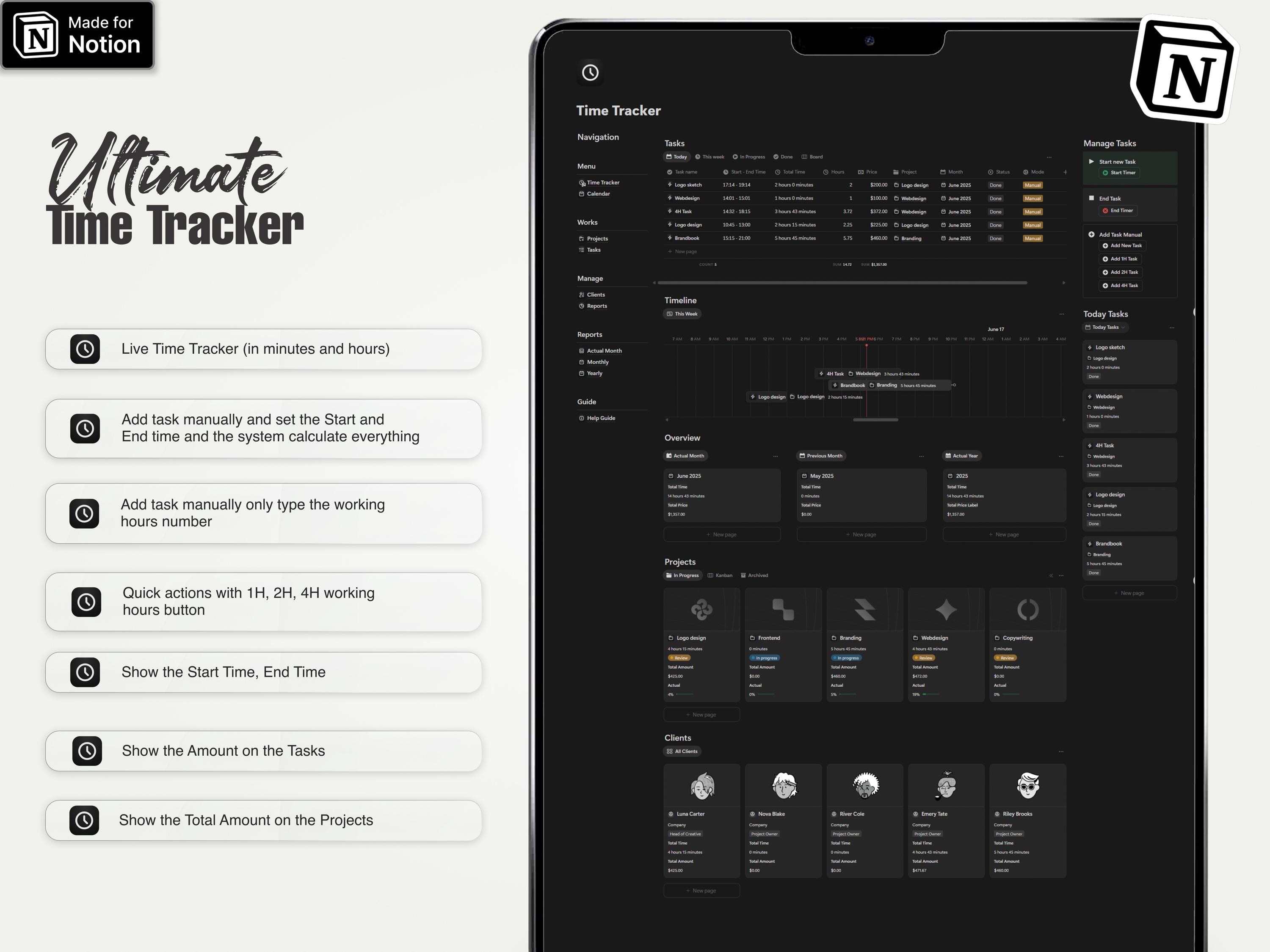 Notion Time Tracker Template: Track Projects, Clients & Billable Hours ...