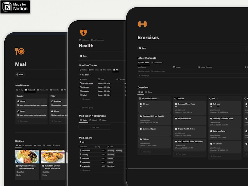 Notion Workout Planner Template | Fitness Tracker, Meal Planner, Gym Routine, Health Journal ...