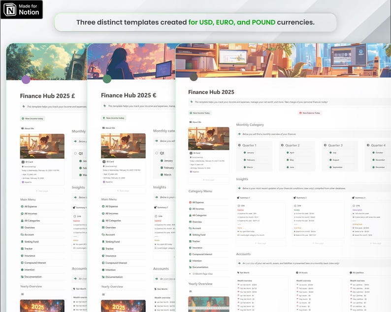 Notion Finance Dashboard Template | Track Income, Expenses, Budgets & Subscriptions | 12-month ...