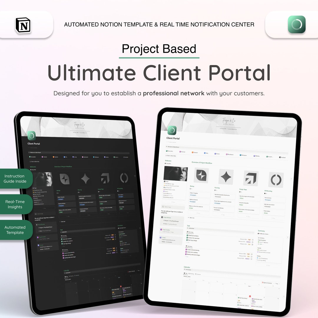 Notion Template Client Portal, Notion Client Dashboard, Notion Dashboard for Freelancer and ...