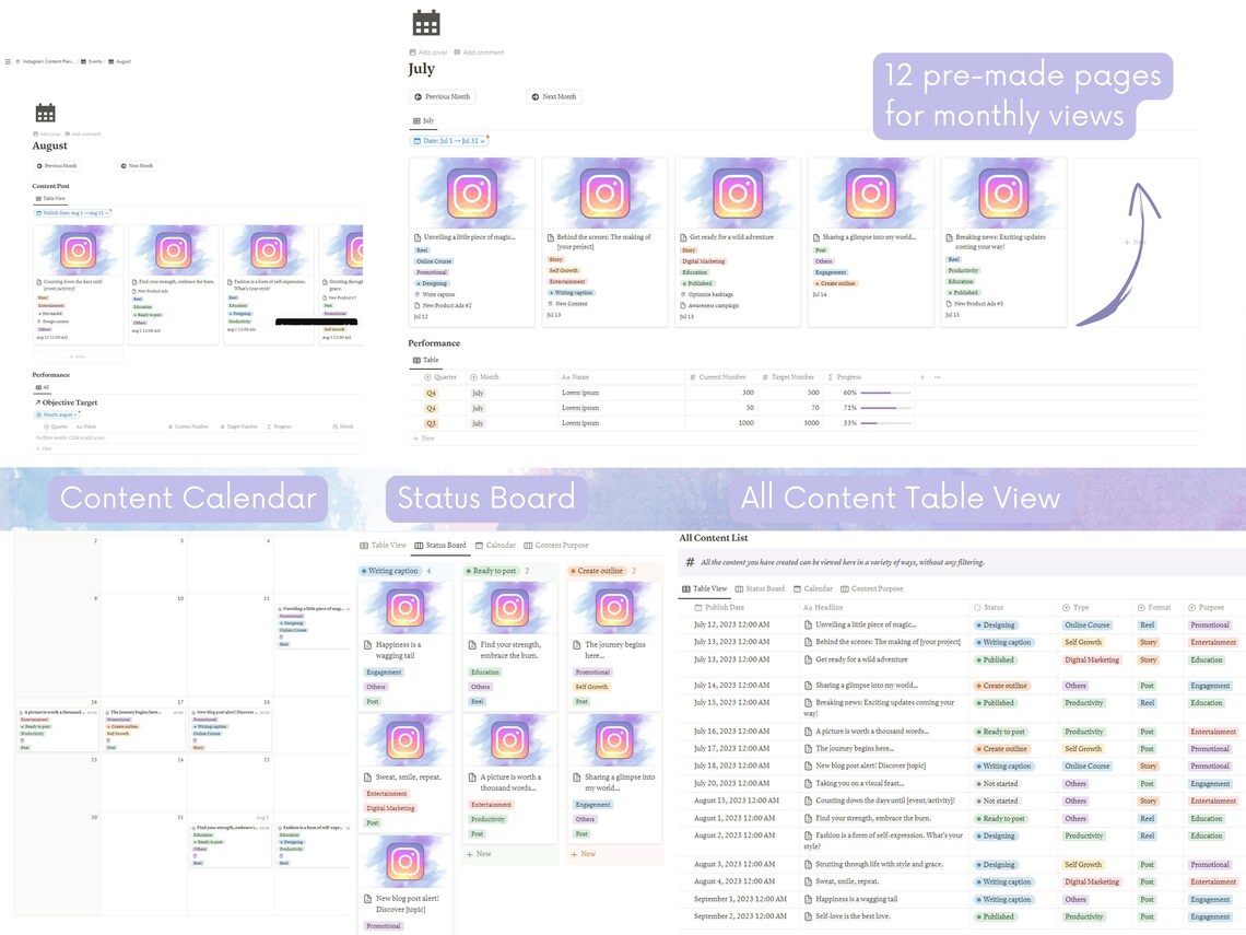 Notion Template Ultimate Instagram Content Planner, Notion Social Media ...