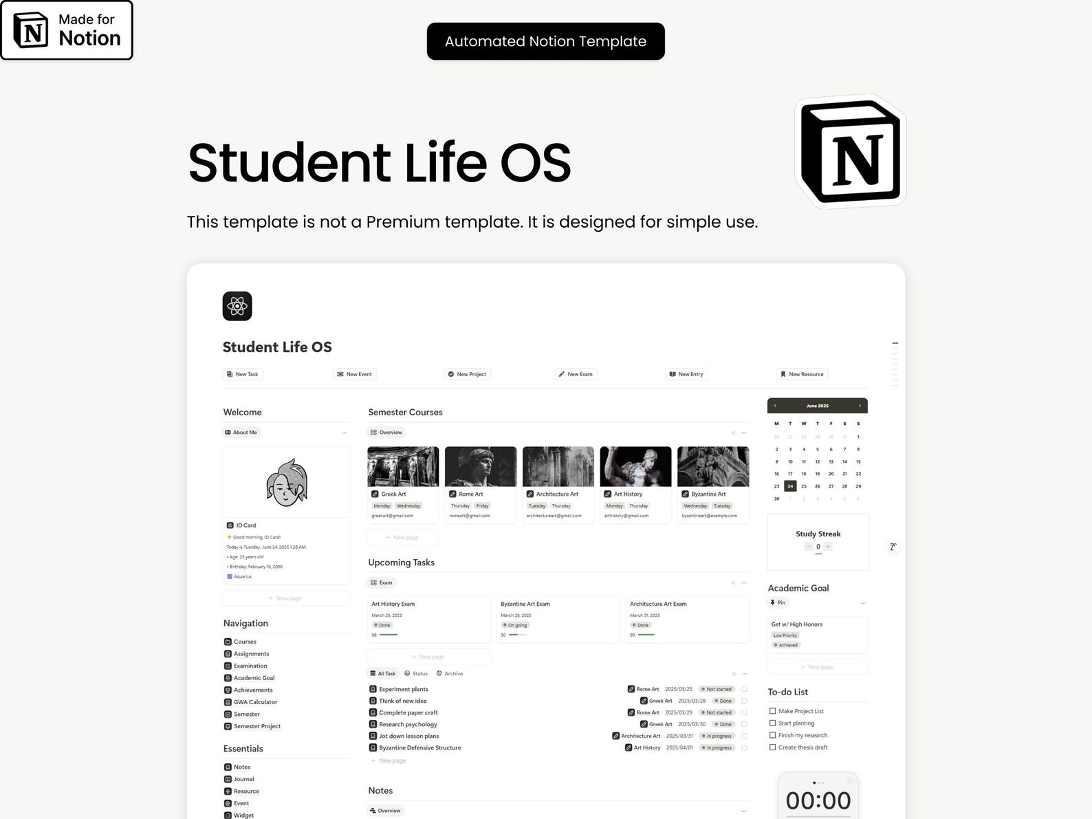 Student Life OS Notion Template: Academic Planner (digital Download) - Etsy