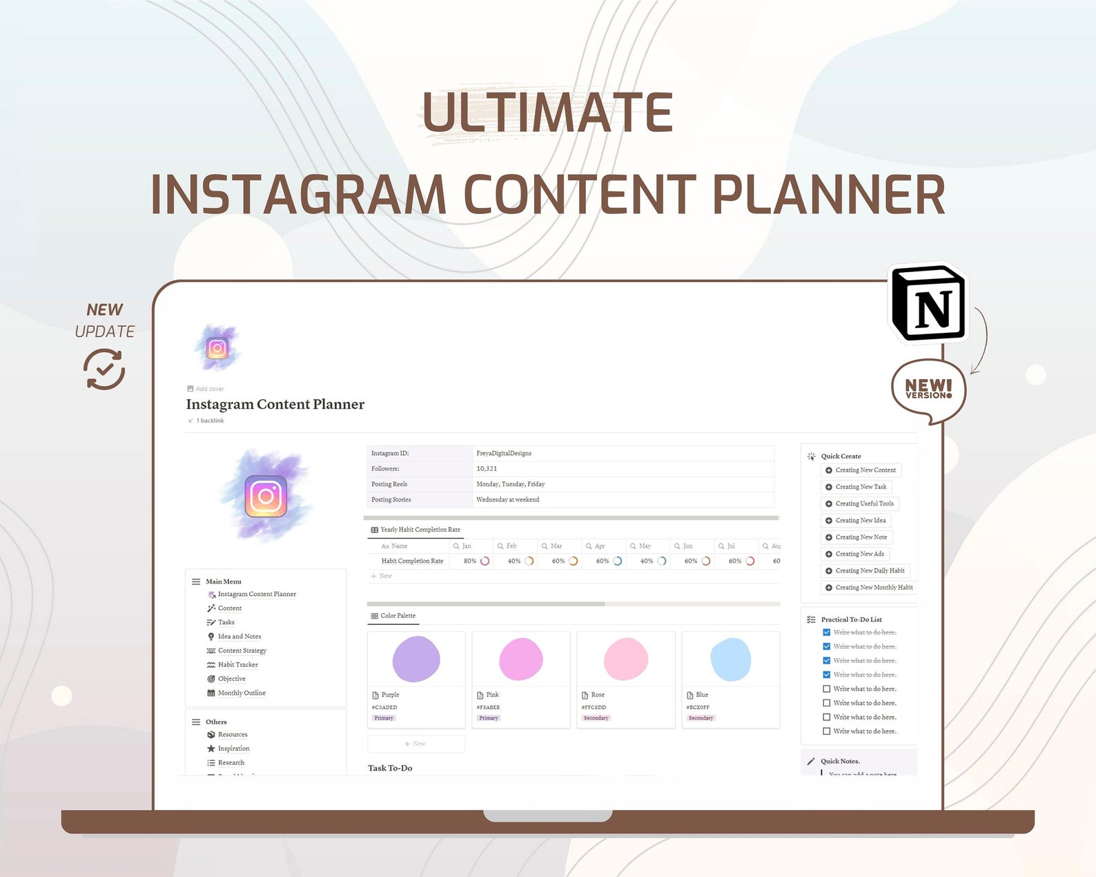 Notion Template Ultimate Instagram Content Planner Notion - Etsy