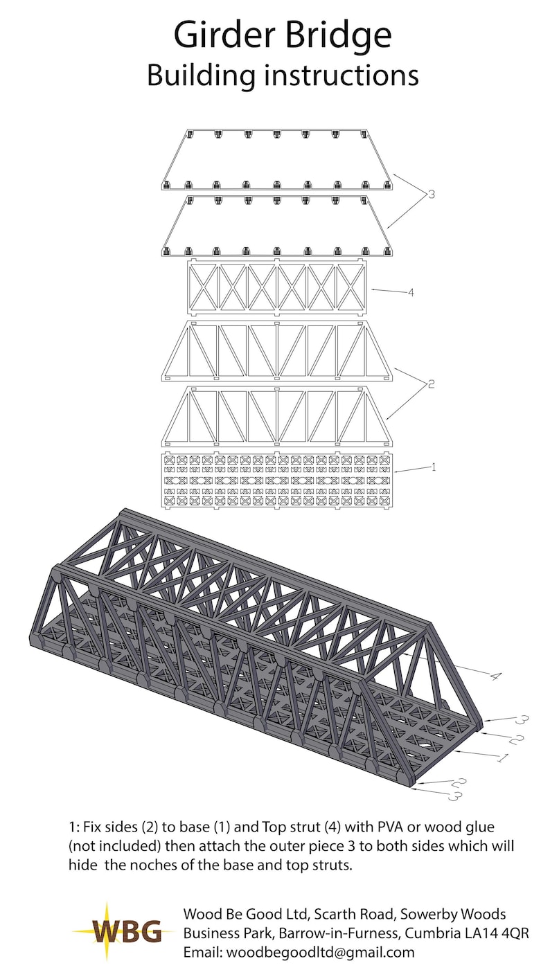 00 Gauge Model Railway Girder Bridge Single Track 450mm (45cm ...