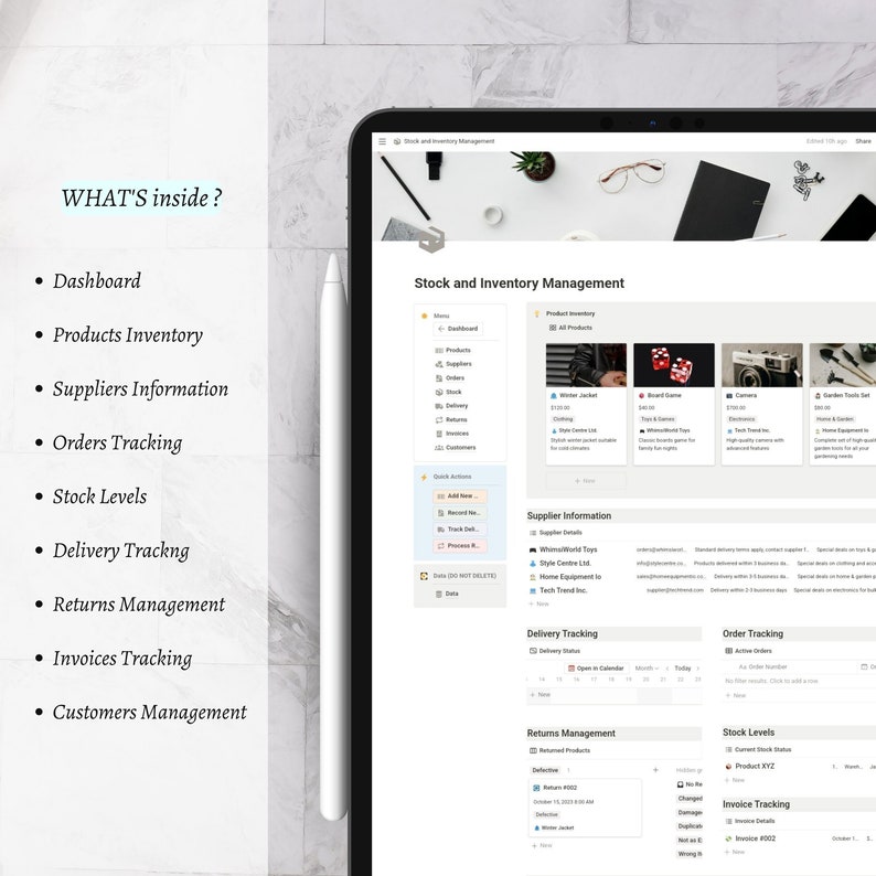 Notion Inventory Management Template, Notion Inventory Tracker, Ecommerce Notion Template ...