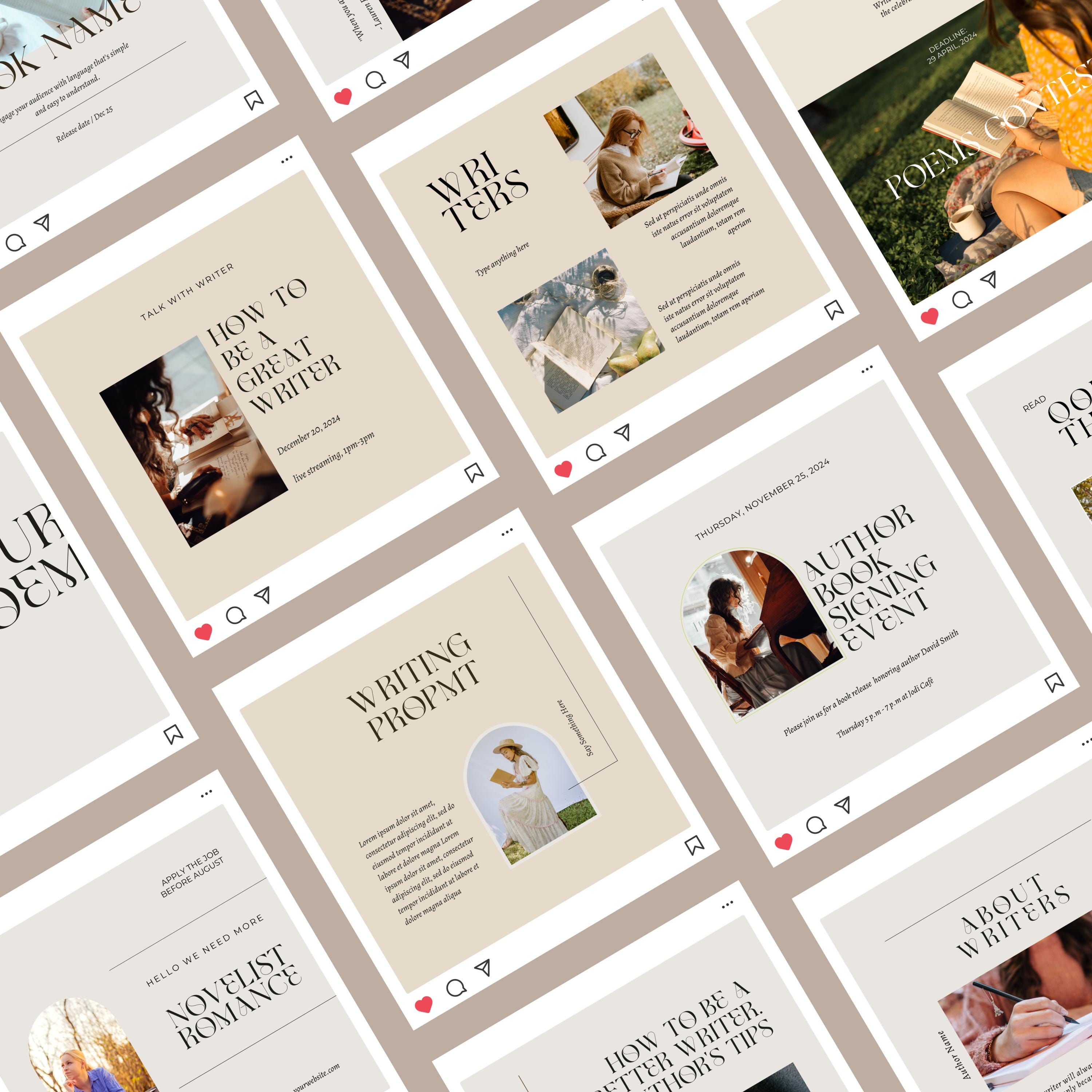 Instagram Template for Poets, Writers, and Authors. Writers and Poets ...