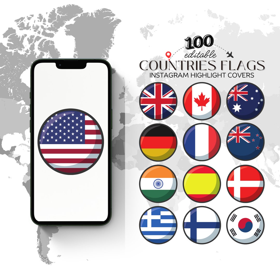 Country Flags, Instagram Travel Story Highlight Covers, Travel Story ...