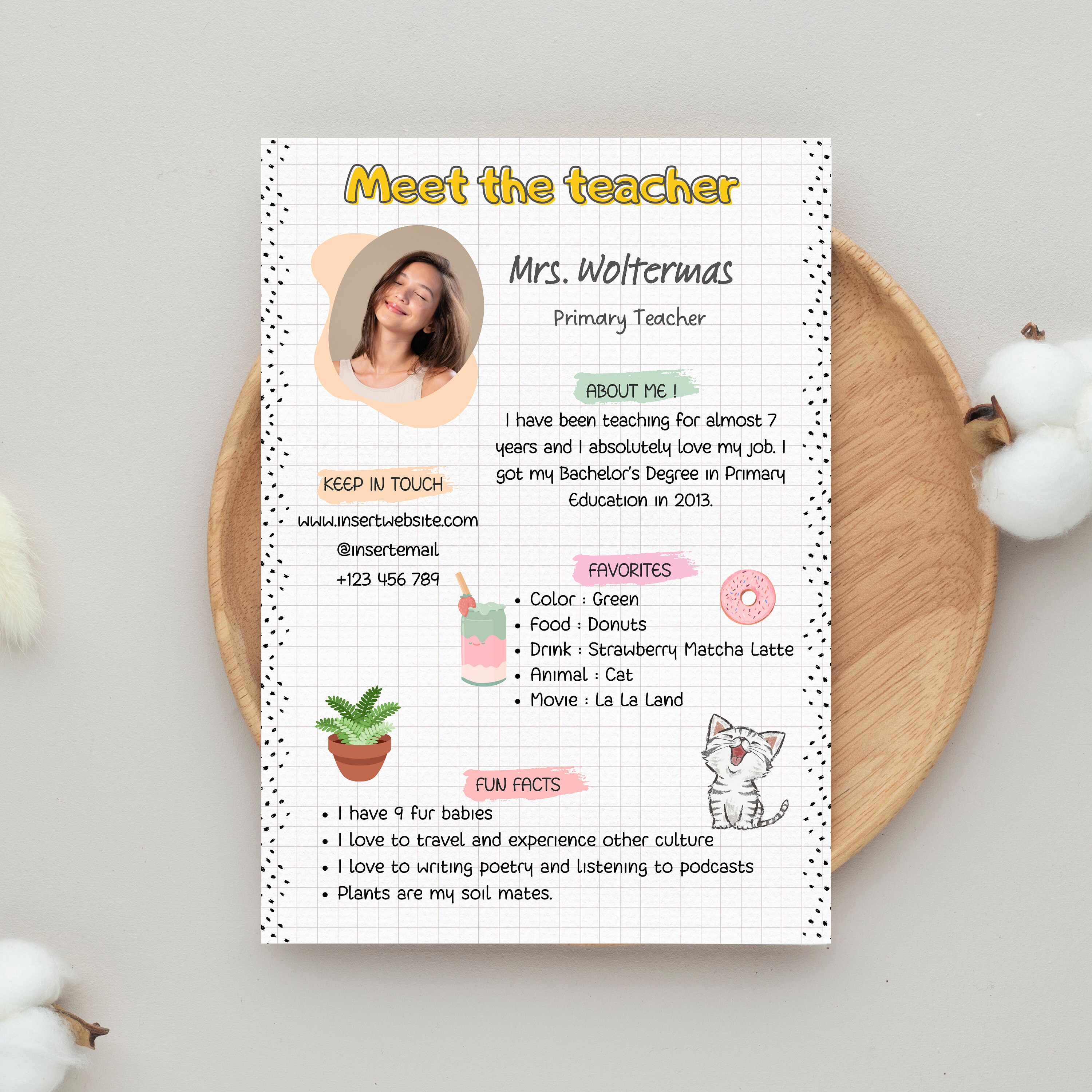 Meet the Teacher Classroom Printable Template, Teacher Introduction ...
