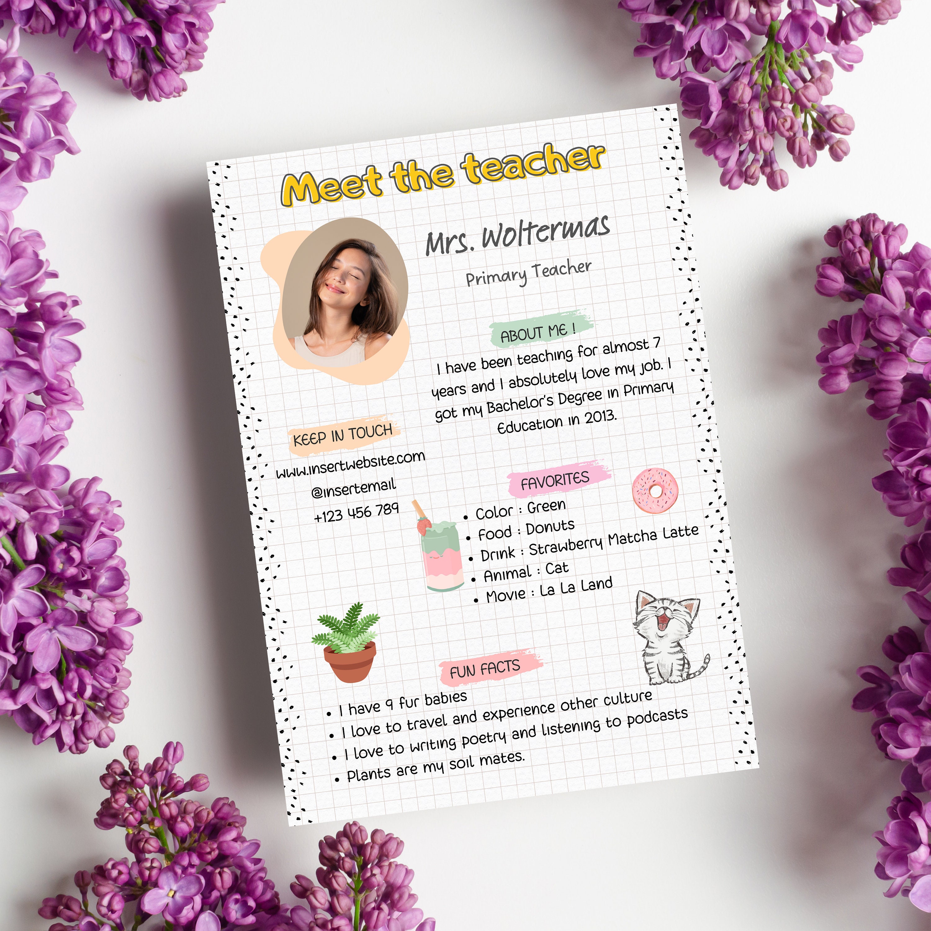 Meet the Teacher Classroom Printable Template, Teacher Introduction ...