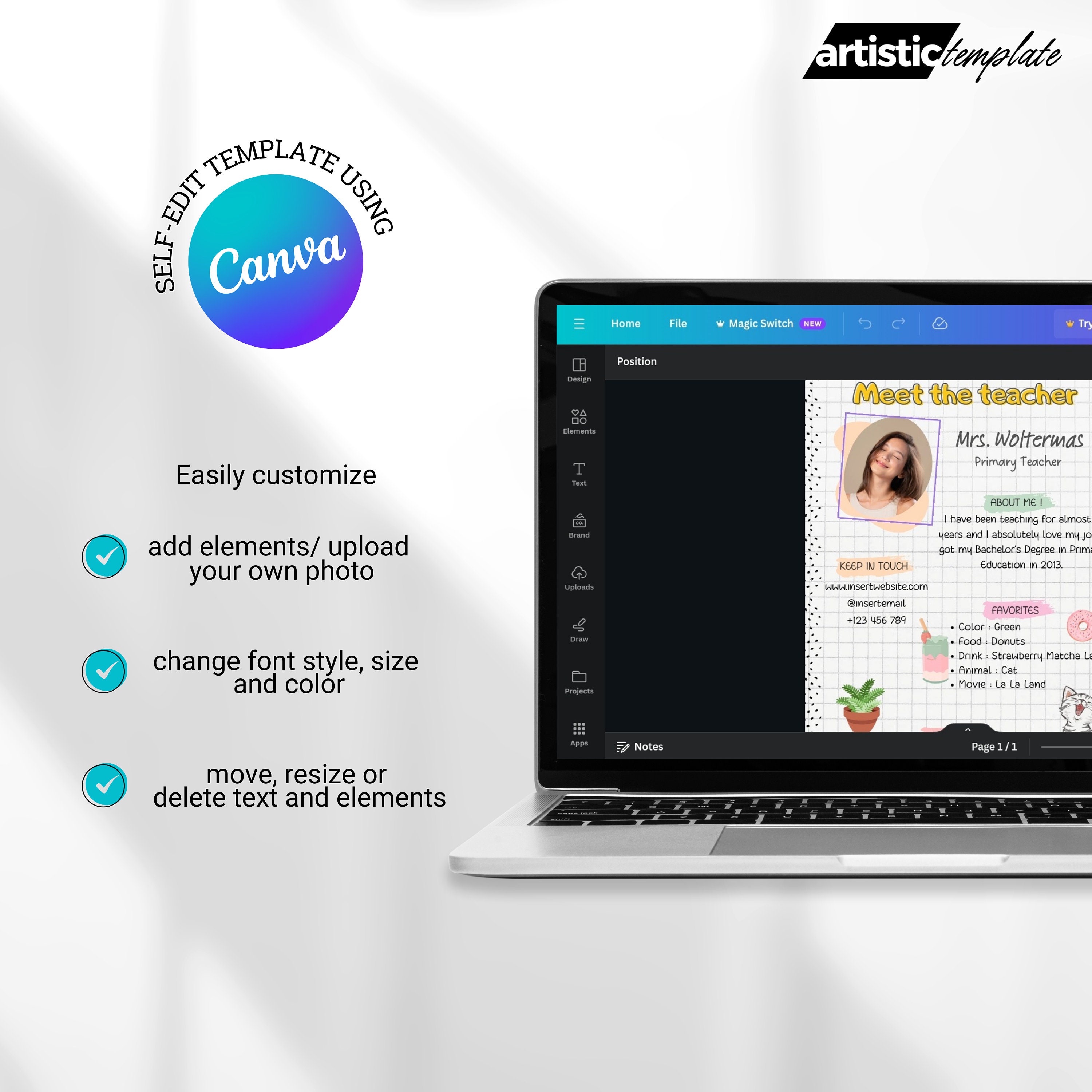 Meet the Teacher Classroom Printable Template, Teacher Introduction ...