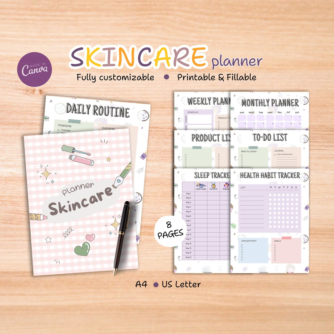 Skincare Routine Planner Printable, Beauty Planner, Daily Self Care ...