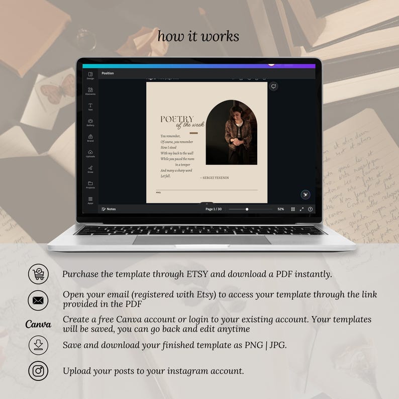 Instagram Template for Poets, Writers, and Authors. Writers and Poets ...