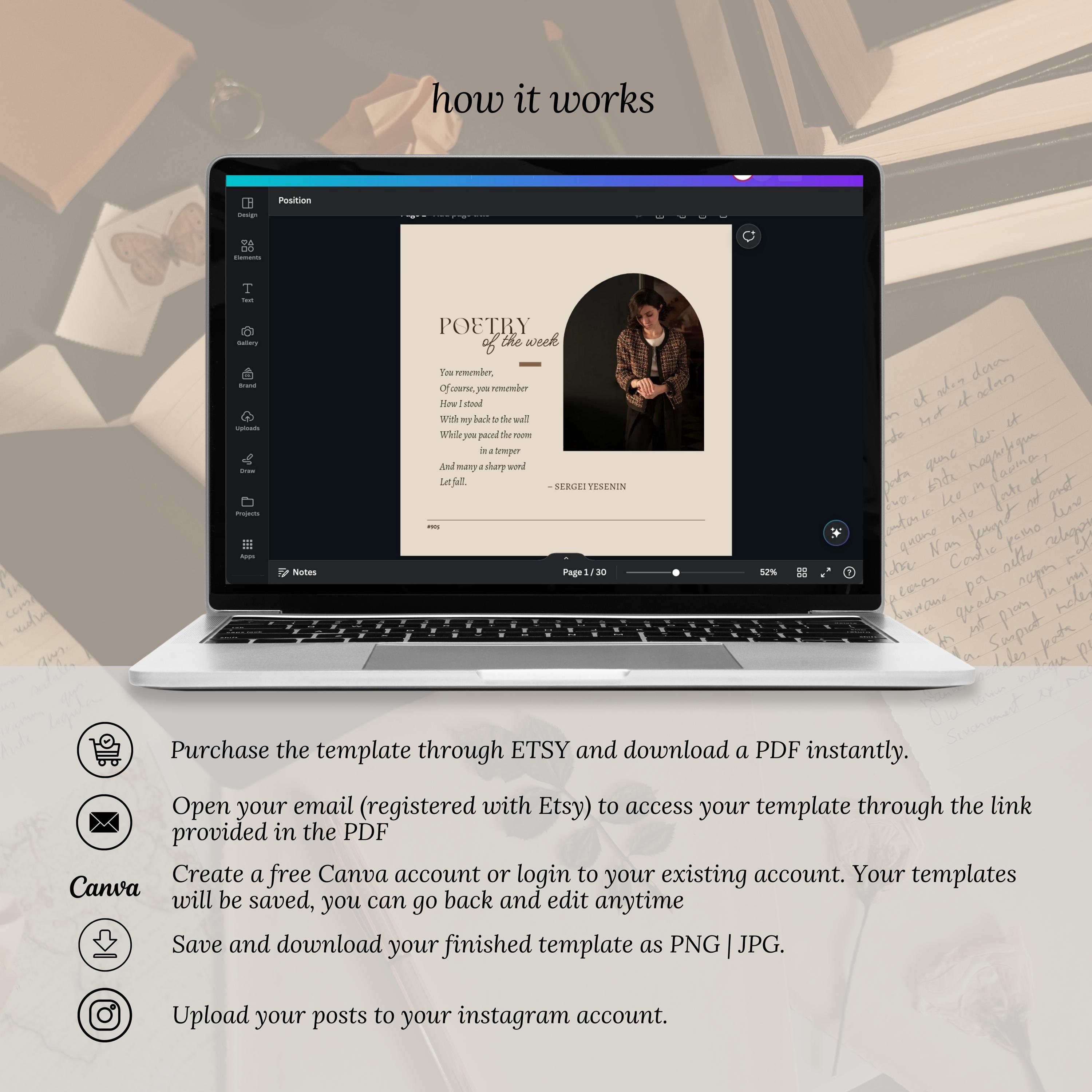 Instagram Template for Poets, Writers, and Authors. Writers and Poets ...