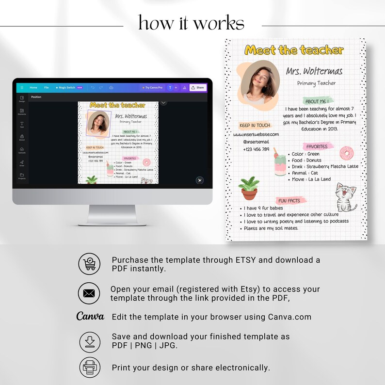 Meet the Teacher Classroom Printable Template, Teacher Introduction ...