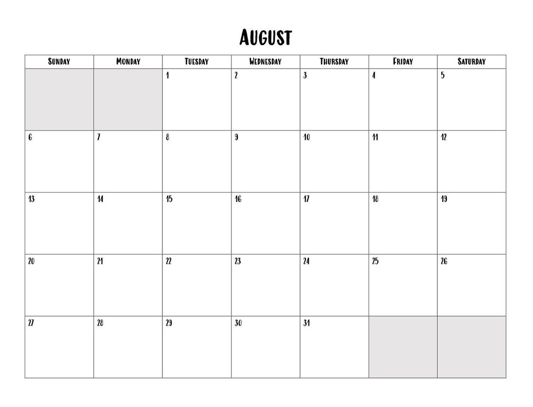 August 2023-july 2024 Printable Calendar PDF - Etsy